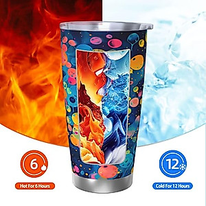 AYCZN Fluorescent Spots 20 OZ Tumbler Stainless Steel Travel Coffee Mug, Colorful Insulated Water Bottle with Lid and 2 StrawsLeakproof Thermal Cup