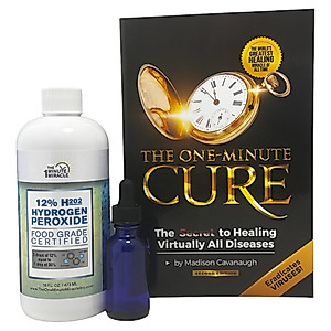 The One Minute Cure Book and 12% Hydroge Peroxide Medical Food Grade. Recommended By The One Minute Cure Book and by Most Professionals. 16 oz Bottle with 1 Bottle Dropper.