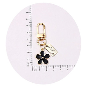 SWJEWEL Flower Keychain for Women 3PCS Set Samll White Black Pink Daisy Cute Car Key Ring Accessories Bag Charms Handbag Purse Backpack Pendant Charms 1Pink1Black1White