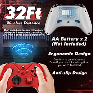 LENISUOLE Wireless PC Controller for Windows PC 7/8/10/11/Android/IOS/Steam Platform丨Connecting to Xbox Consoles is Not Supported at this Time丨 Built-in Dual Vibration and Turbo Funtion (Red)