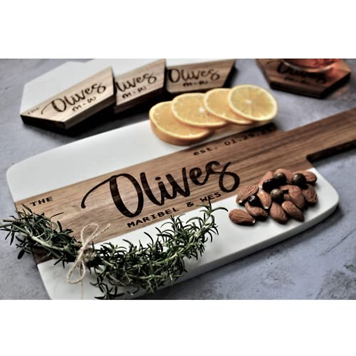 Personalized Marble and Wood Cutting Board Custom Cutting Board Charcuterie Board Christmas Anniversary Wedding Gift Bridal Shower Gift Engagement Gift Housewarming Gift