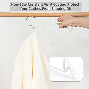 Nature Smile 20 Pack Non-Slip Suit Hanger,Coat Jacket Hangers,Sweater Hangers,PVC-Coating Metal Hangers for Pants,Shawls,Belts,Bras - Dimple & Crease Free T-Shirt Hangers,White Color…