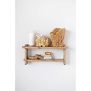 Creative Co-Op Mango Wood 2-Tier Wall Shelf, 22" L x 6" W x 10" H, Brown