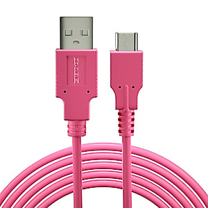ECHZOVE Charger for Nintendo Switch, Charging Cable for Nintendo Switch OLED Model, Charger Cable for Nintendo Switch Pro Controllers - Pink (4.92ft)
