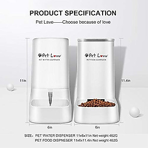 Pet Lavu Pet Food Feeder and Water Dispenser for Dogs and Cats,Automatic Gravity Dog Food and Water Dispenser,Auto Feeder Self Feeding for Dog Cat Pets Puppy