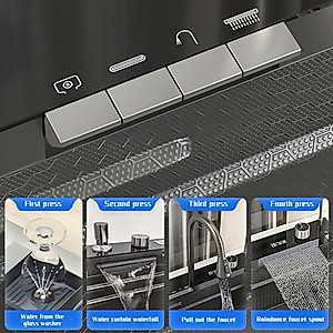 Smart Kitchen Sink With Digital Display,Nano 304 Stainless Steel Kitchen Sink With Flying Rain, Pull-Out Faucet, Pressurized Cup Washer