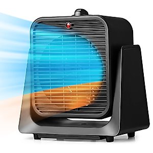 TRUSTECH 2 in 1 Cooler & Heater - Desk Electric Small Cooling and Heating Fan Combo W/Tip Over & Overheat Protection, Desktop for Indoor Use Home Room Office Bedroom Room Personal