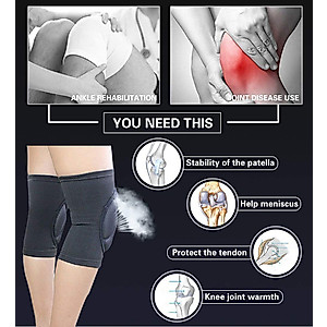 Sponge Cushioned Knee Support Pad 1 Pair Crush proof Sport Kneecap Brace Elastic Sleeve Fitness Bike Basketball MMA Boxing Ski Knee Injury Protector Guard - Pain- relief, Warm-up