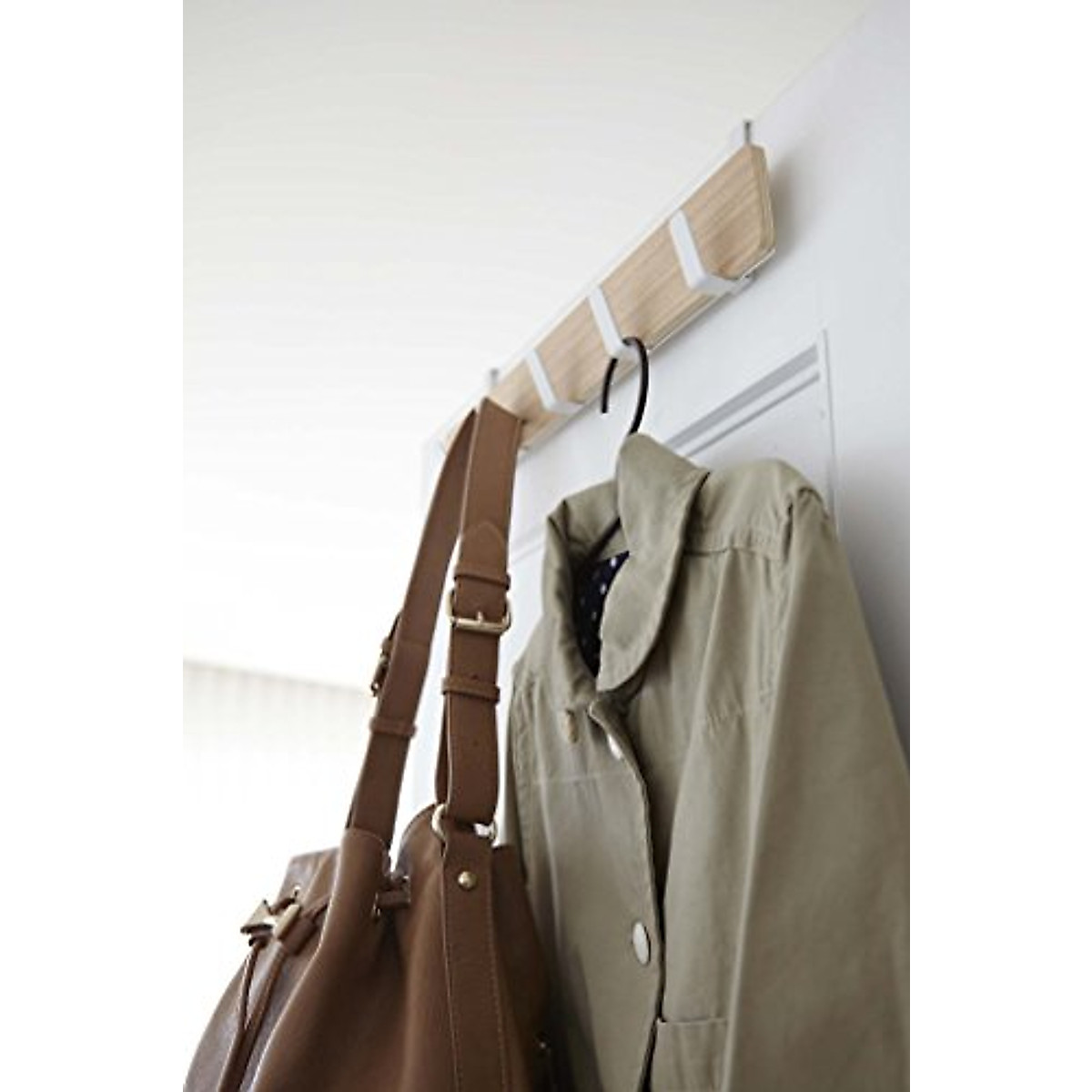 YAMAZAKI Home Ply Over The Door Hooks - Hanging Coat Rack, Beige, small