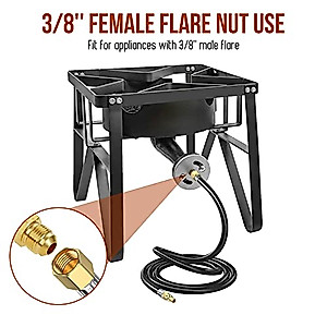 7 FT RV Propane Quick Connect Hose to Grill, BBQ Quick Release LP Gas Line for Camp Chef Stove, Pit Boss Burner-1/4 Male Plug x 3/8 Female Flare-with Elbow Adapter for Blackstone 17"22"28''36''Griddle