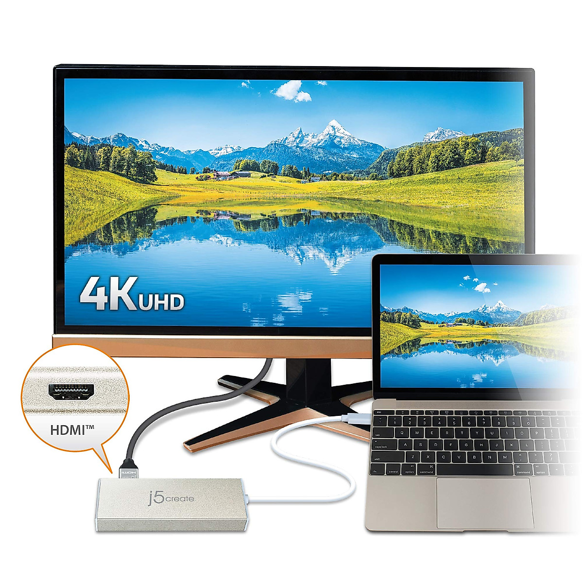 j5create USB-C 3.1 Mini Hub- USB 3.1/3.0/2.0| HDMI 1920 x 1200 @ 60 Hz/VGA 1920 x 1200 @ 60 Hz | Gigabit Ethernet | Compatible with USB C Devices