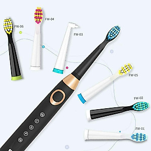 GSParts 8 pcs Replacement Hard Bristle Brush Heads For Fairywill Electric Toothbrush Black