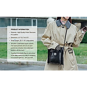 Montana West Leather Concho Crossbody Bag Collection Concealed Carry Bag For Women Shoulder Bag MW918G-9360WBK