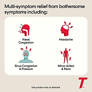 Tylenol Sinus + Headache Daytime Non-Drowsy Relief Caplets, Acetaminophen 325mg, Nasal Decongestant for Sinus Pressure, Headache & Nasal Congestion Relief, 24 ct