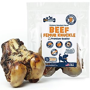PUPDAWGS Dog-Bones-for-Aggressive-Chewers | 6" Hickory Smoked Flavor Femur Knuckle | Dog-Bones-for-Large-Dog | All Natural Dog Bone Treats Made in The USA (Single Bone)