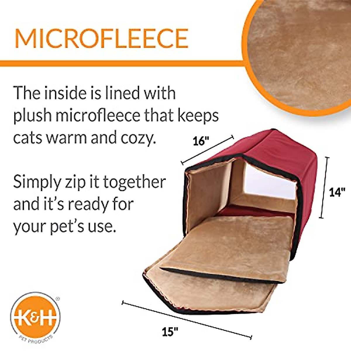 K&H Pet Products Indoor Pet House Red/Tan 16" x 15" x 14" (unheated)