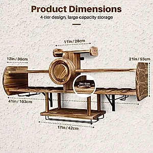 Homde Wine Rack Wall Mounted Wood + Airplane Wine Wall Bar