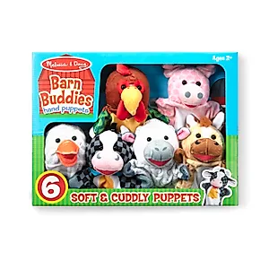 Melissa & Doug Barn Buddies Hand Puppets, Set of 6 (Cow, Sheep, Horse, Duck, Chicken, Pig) , Multicolor