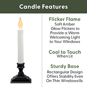 612 Vermont Battery Operated LED Window Candles with Flickering Amber Flame, Automatic Timer, 9.75 Inches Tall, VT-1206A (Pack of 4, Antique Bronze)