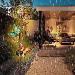 LoveNite Solar Garden Lights, 2 Pack Butterfly Stake Lights Outdoor, Waterproof Solar Butterfly Decorative Landscape Lights for Pathway Backyard Patio Lawn Christmas Party Decor
