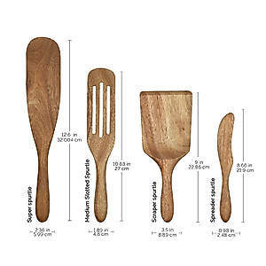 Mad Hungry, As Seen On TV, WKA 51218, 4-Piece Premium Acacia Wood Spurtle Set - Natural