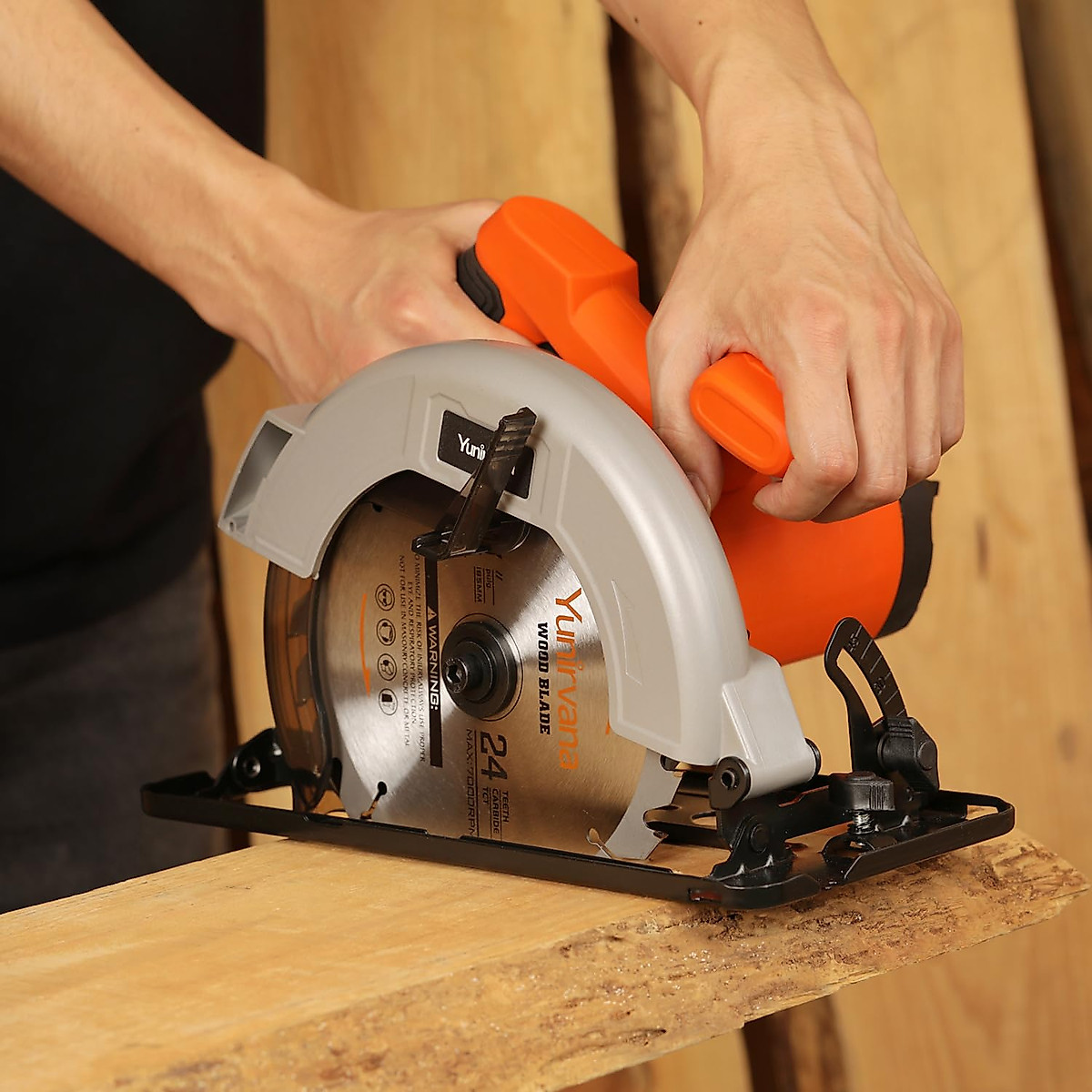 Yunirvana 11 Amp Corded Circular Saw with Circular Saw Blade, 6000RPM, Adjustable Cutting Depth, 7-1/4 Inch Blade, Ideal for Wood and Plastic Cuts, Professional Carpentry Tool for Precision Cutting