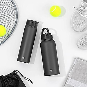 JoyJolt Triple Insulated Water Bottle with Straw Lid AND Flip Lid! 22oz Water Bottle, 12 Hour Hot/Cold Vacuum Insulated Stainless Steel Water Bottle. BPA-Free Leakproof Water Bottles - Thermos Bottle