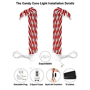 COOLWUFAN 28" Christmas Candy Cane Pathway Markers, Set of 12 Pack Christmas Outdoor Decorations Pathway Lights with 72 Warm Lights for Christmas Holiday Party Walkway Patio Garden Yard Lawn Decor
