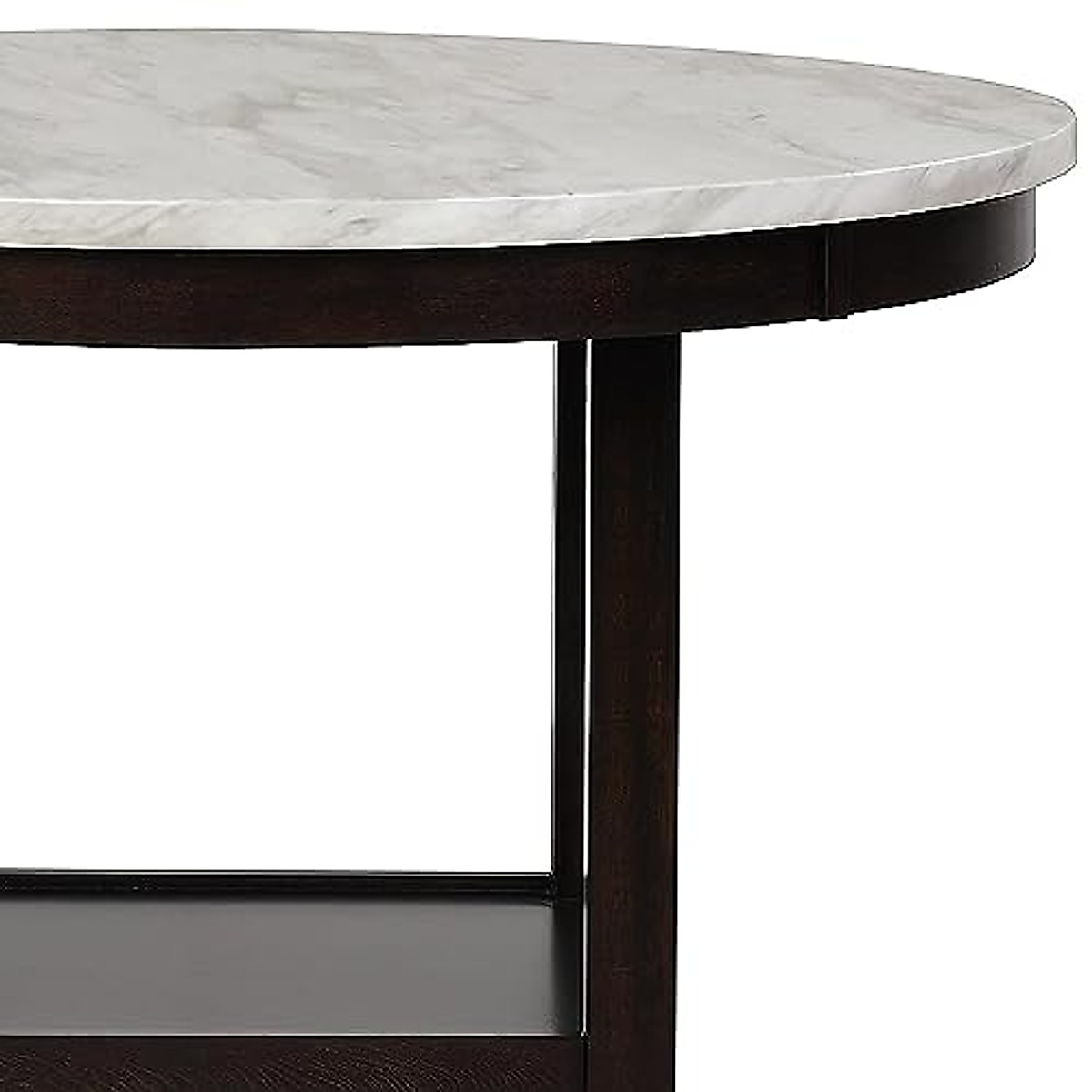 New Classic Furniture Celeste 5-Piece Faux Marble Round Counter Set with 1 Table and 4 Chairs, 42-Inch, Black
