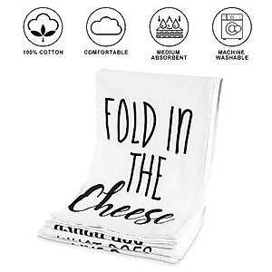 Funny Kitchen Towels-Flour Sack Dish Towels Decorative Set with Saying,Housewarming Gifts for Women New Home,Cute Kitchen Decor for Hostess Hand Towels Set of 4,White