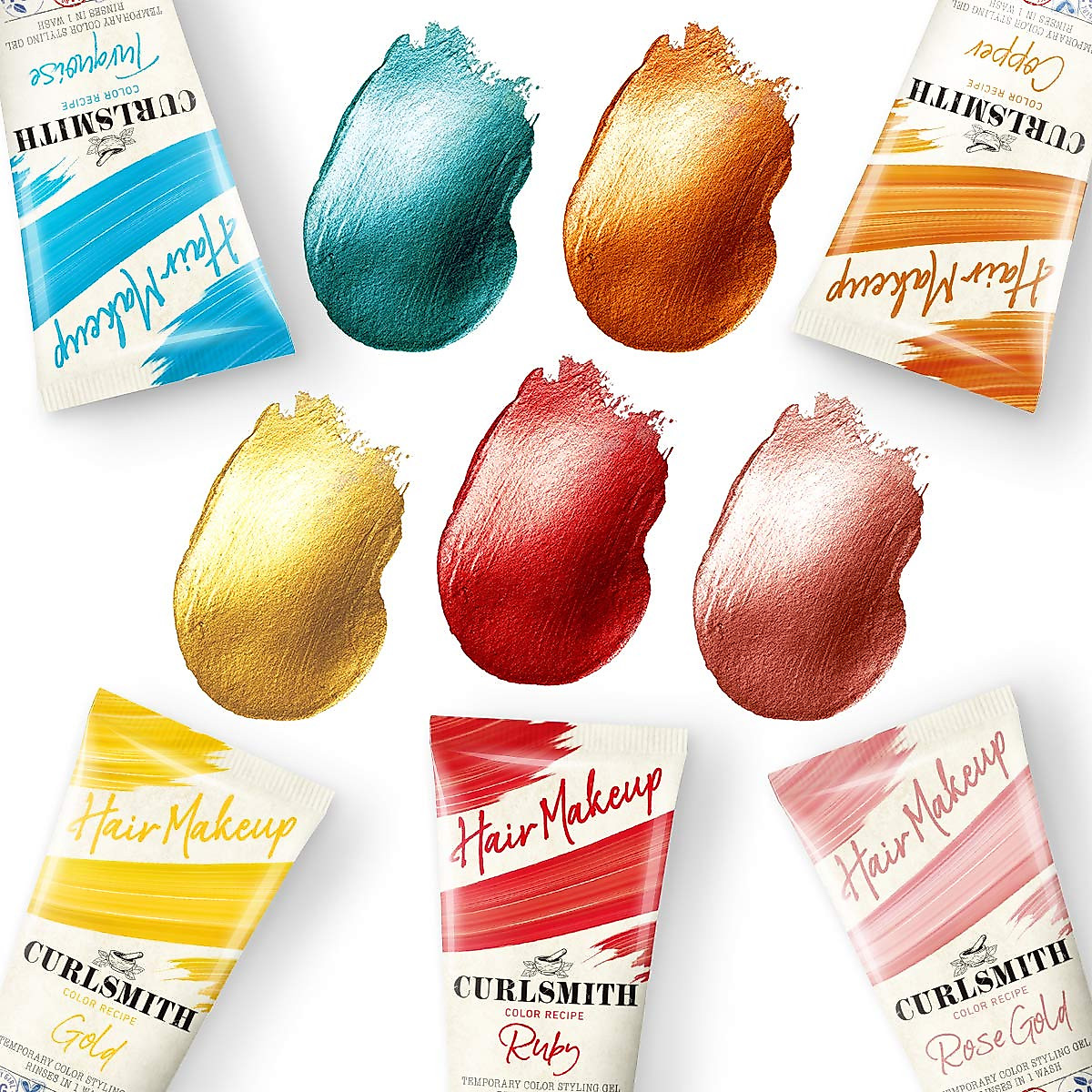 Curlsmith - Rainbow Hair Makeup Bundle - Vegan Temporary Hair Color & Styling Gel, 5 Colors (3 fl.oz x 5)