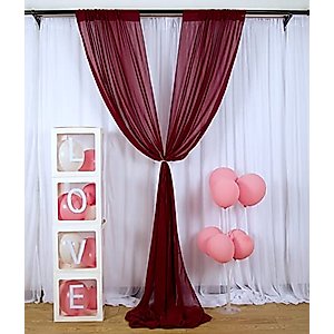 Chiffon Backdrop Curtain 7Ft Voile Sheer Curtain 2 Panels 30x84 Inches Romantic Wedding Ceremony Backgrounds Polyester Chiffon Backdrop Chiffon Fabric Drapes for Party Stage Decoration