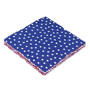 Soimoi Precut 10-inch American Flag Prints Cotton Fabric Bundle Quilting Squares Charm Pack DIY Patchwork Sewing Craft- Red, Blue & White