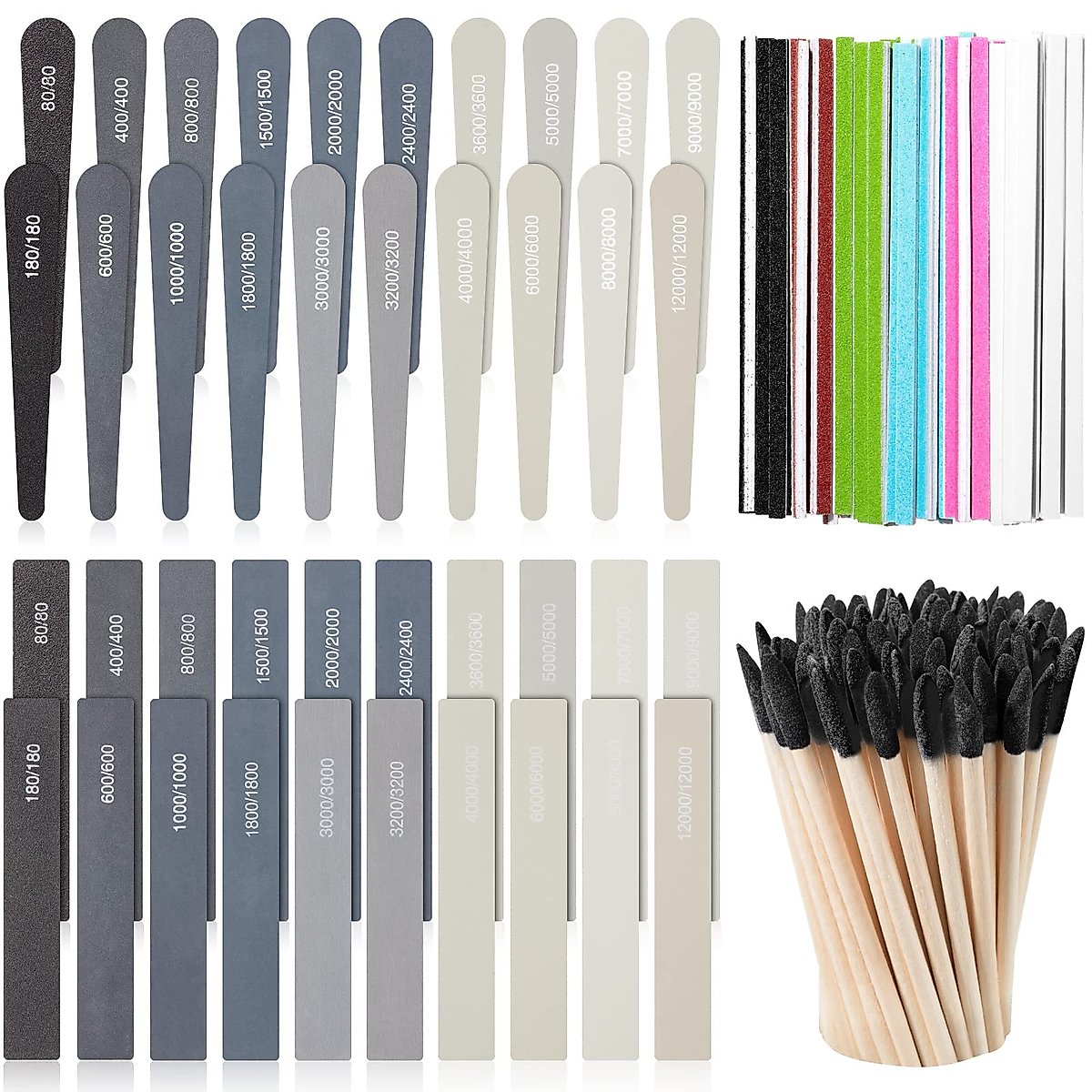 Maxdot 120 Pcs Sanding Sticks Include 30 Sanding Twigs 40 Polishing Sticks and 50 Sanding Sticks Matchsticks, Sanding Tools for Tight Spaces Modeling Tools for Plastic Models Wood Hobby Craft Art