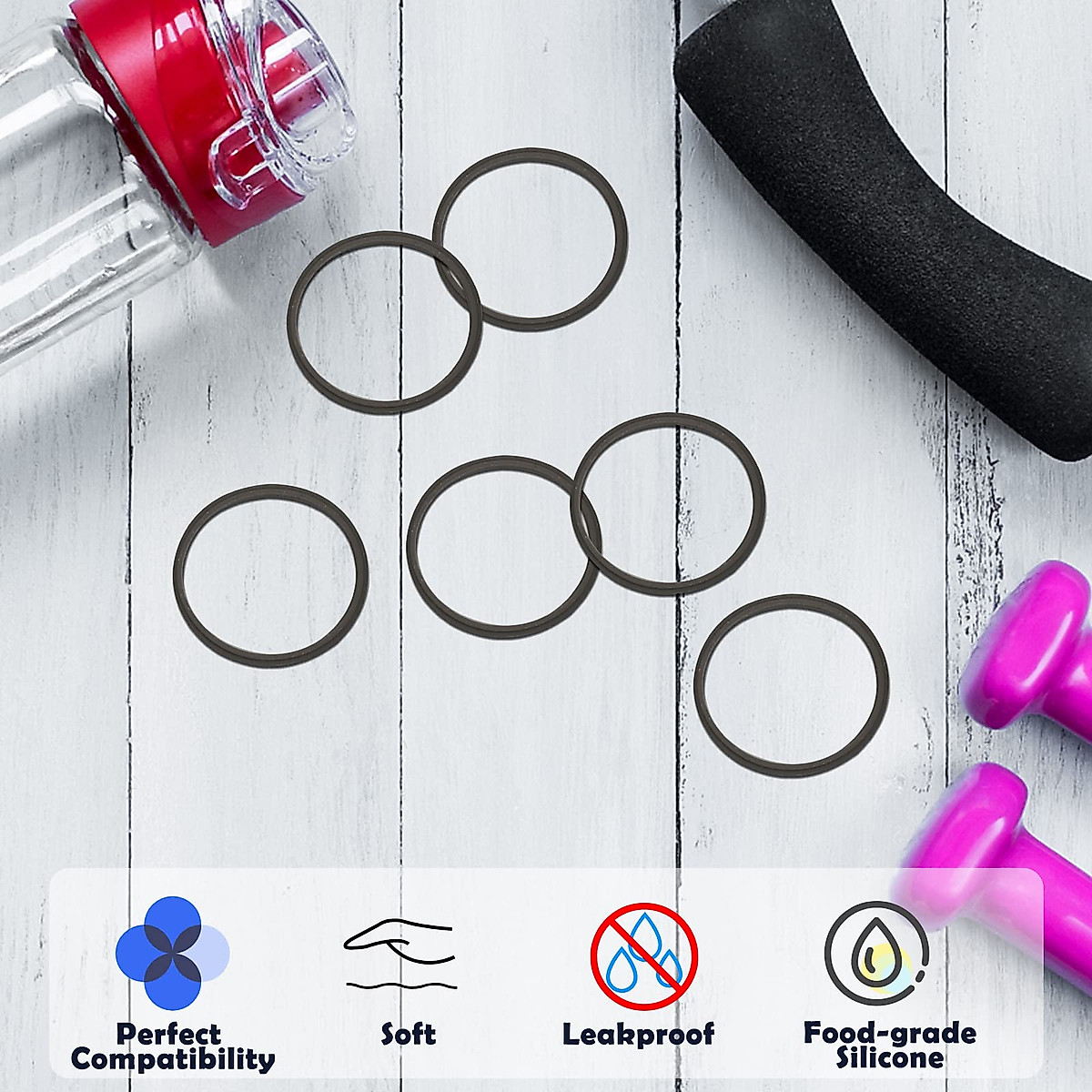 6Pcs Silicone Replacement Gaskets Compatible with Gatorade Water Bottle, Gasket Seals Lid Gasket Ring Water Bottle Gasket Replacement, Water Bottle Replacements Parts Water Bottle Accessories