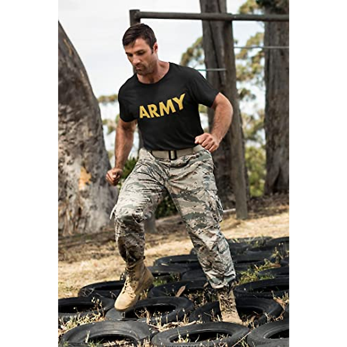 US Military Gear Army Training PT Men's T-Shirt, L, Black