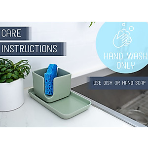 Nat & Jules Kitchen & Bathroom 8 x 4.5 Ceramic Sink Caddy Set of 2 - Stylish Household Essentials for Organization and Storage for Shower, Mudroom, Bath & Kitchen Counter Sink, Sage Green