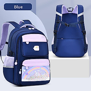 Aeafvot Cute Backpack Travel Backpacks Bookbag for Boys Girls Fashion Students School Bag Durable Water Resistant Rainbow Backpack Navy Large