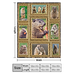 Groundhog Blanket Gifts, 50"x40" Happy Groundhog Day Throw Blanket, Soft Cozy Fleece Bed Blanket for Women Men, Gifts for Groundhog Lovers, Plush Throw Blanket for Couch Bedroom Sofa