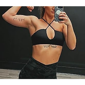 Aoxjox Women's Workout Sports Bras Jamie Deep V Fitness Backless Padded Training Gym Bra Yoga Crop Tank Top (Black, X-Small)