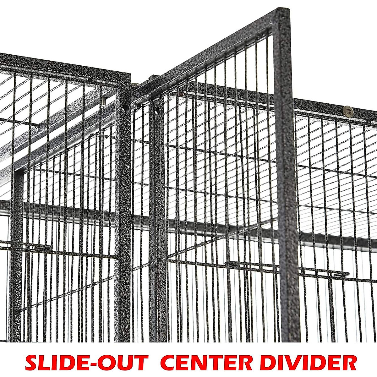 54" Large Double 3-Levels Small Animals Critters Wrought Iron Chew Proof Cage Center Slide Out Divider Tight 1/2-inch Bar Spacing Removable Rolling Stand Ferret Squirrel Chinchilla Rat Mouse