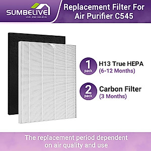 C545 Replacement Filter for Winix C545 Air Purifier Filter S, 1 True HEPA Filter + 2 Activated Carbon Filters Part No. 1712-0096-00 and 2522-0058-00