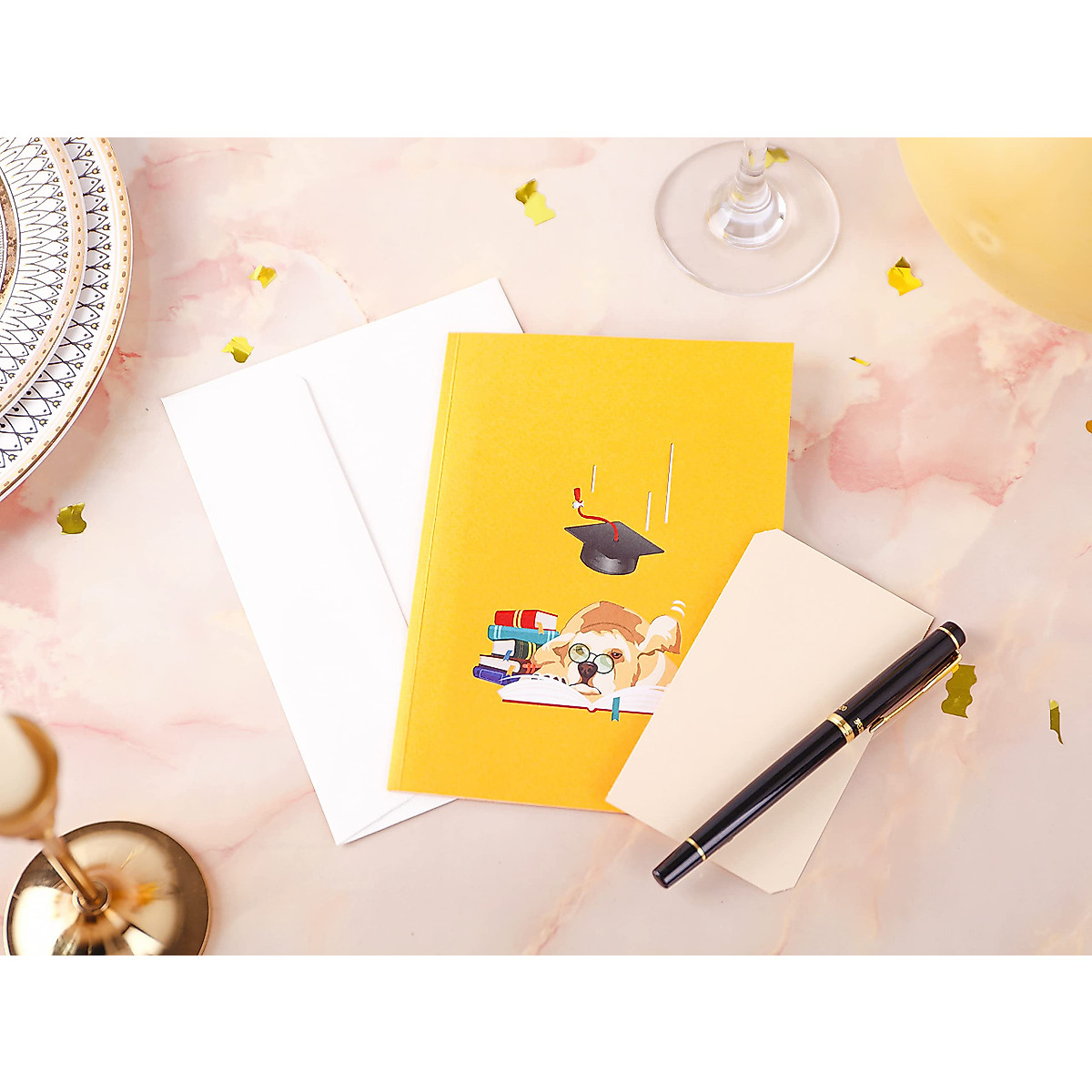 Liif 2024 Graduation Dog 3D Pop Up Graduation Card, Class of 2024, for College, High School, Son, Daughter, PHD, Master