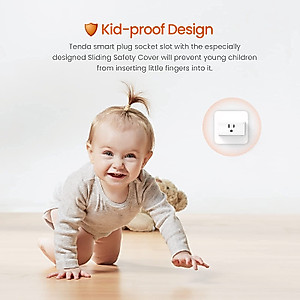 Tenda Beli Smart Plug SP6（15A|1.8KW)-Mini Smart Home WiFi Outlet | Works with Alexa Echo&Google Assisstant | Remote Control | Reliable WiFi Connection | ETL/FCC Listed | No Hub Required,White,1-Pack