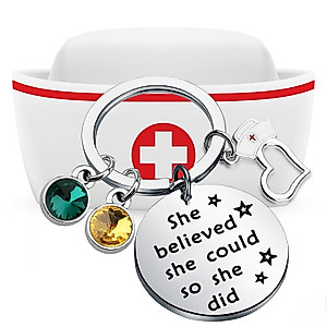 BAUNA Chi Eta Phi Keychain Chi Eta Phi Registered Nurse Jewelry Inspirational Student Nurses Keychain (Chi Eta Phi Keychain)