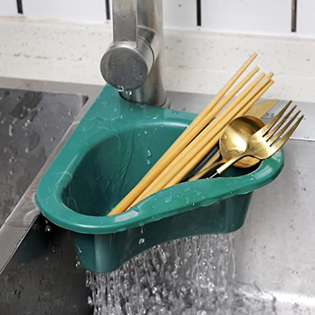 OFCTACK Swan Drain Strainer Basket 2 Pack Plastic Kitchen Garbage Disposal Stopper Sink Corner Accessories for Faucets Diameter Max 1.8 inches, Green