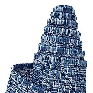 Unique Loom Collection Casual Transitional Solid Heathered Indoor/Outdoor Flatweave Area Rug, Rectangular 9' 0" x 12' 0", Blue/Navy Blue