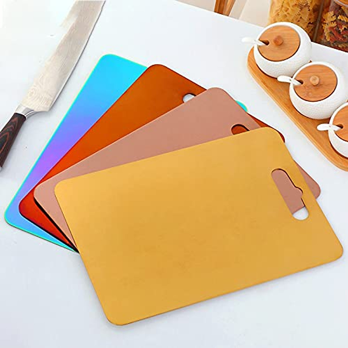 GULRUH Wood Cutting Boards for Kitchen, 1PCS Stainless Steel Durable Chopping Board Non-Slip Kitchen Cutting Board Vegetable Meat Tools Kitchen Washable Chopping Blocks (Color : Rainbow-1PCS)