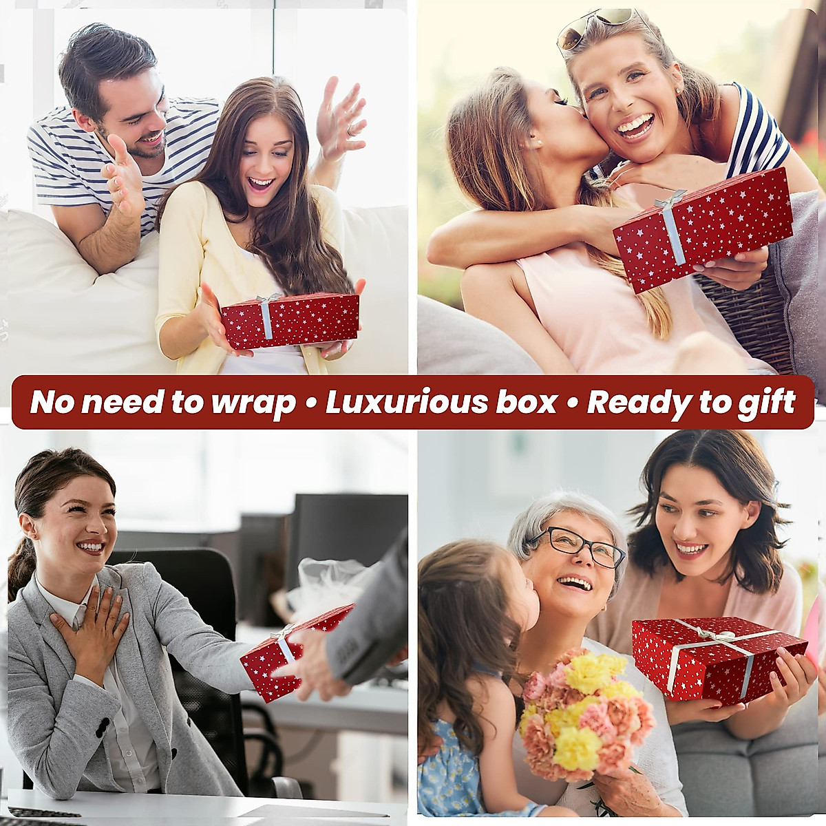 Birthday Gift for Women - Ideas for Best Friend, Mother, Sister, Girlfriend, Coworker - Wine Set with 2 Wine Tumblers - Unique Funny Best Gift Basket for Women for Birthday, Thank You Gift (Set of 4)