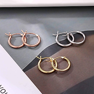 M MOOHAM Small Gold Hoop Earrings for Women, 14K Gold Plated 925 Sterling Silver Post Hypoallergenic Chunky Mini Hoops Earrings Pack Set Dainty Tiny Small Gold Hoop Earrings for Women Jewelry 13mm